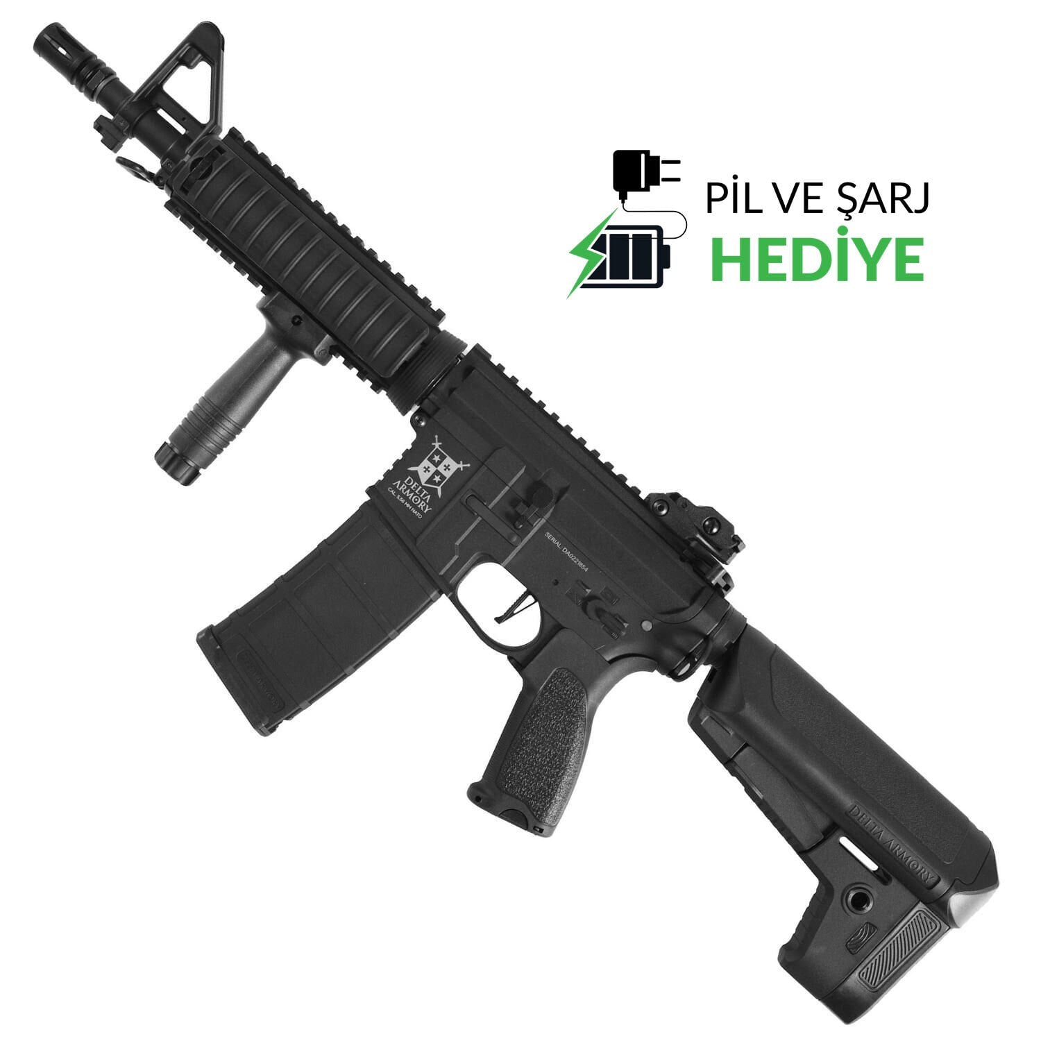Delta Armory AR15 RIS BRAVO CQB-R Siyah AEG Airsoft Tüfek / Pil Şarj ...